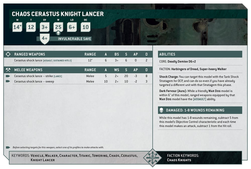 Warhammer 40k 10th Ed.: Knight Lancer Preview